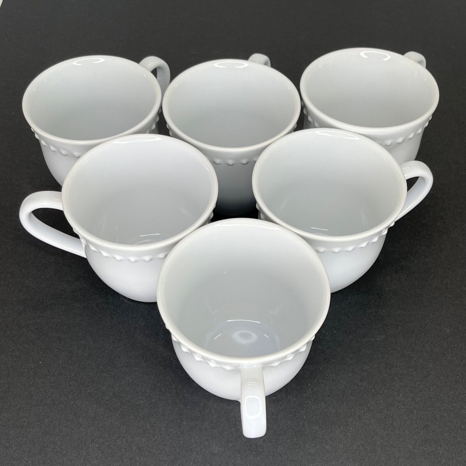 Pottery Barn - Emma - Beaded Rim Mug - White - Multiple Available | eBay
