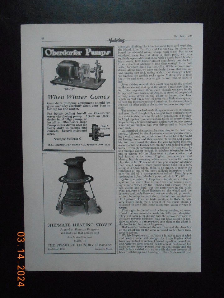 1926 The Winton Engine Company Cleveland OH Diesel Yacht AD Oberdorfer ...