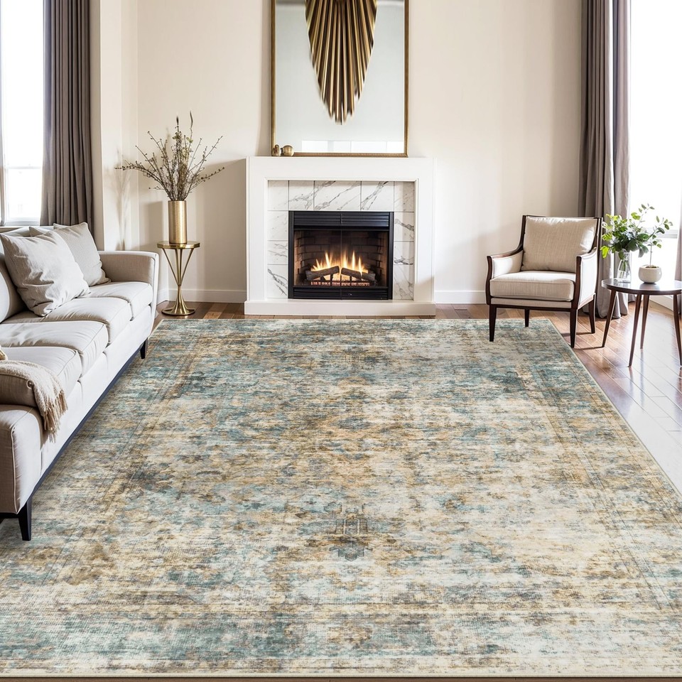 10x14 Area Rugs Washable Rug: Large Vintage Abstract Living Room Rug ...