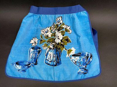Vintage ☆ Springmaid Kitchen Capers Floral Half Apron Blue ☆ NWT ☆ | eBay