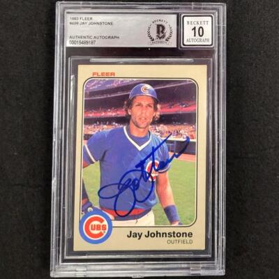 Jay Johnstone signed 1983 Fleer #499 Chicago Cubs card slab BAS 10 auto ...