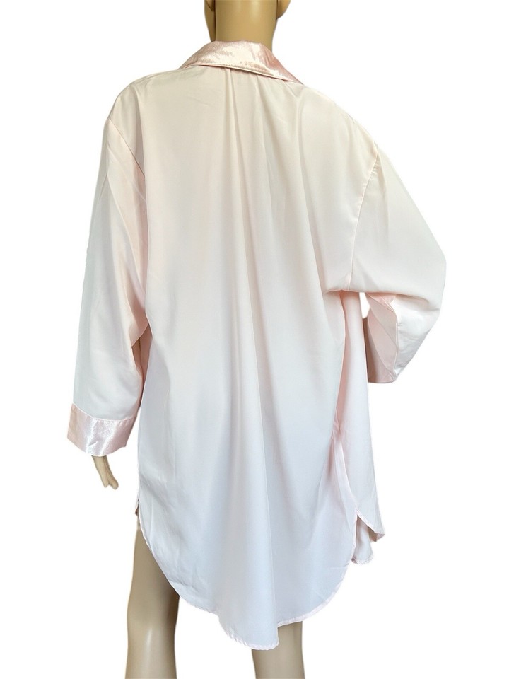 Vintage Victoria's Secret Nightshirt Small Pink Double Breasted Satin ...