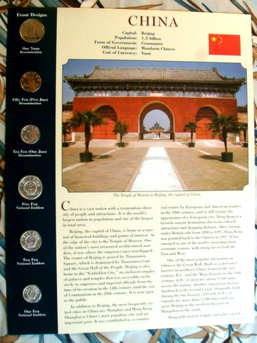 Coins from Around the World China 6 coin set UNC 1983 - 2004 1 Fen 1983 ...