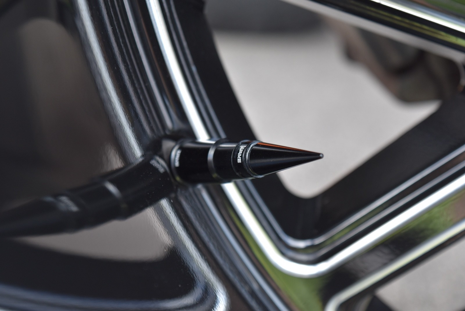 4 TRUE SPIKE BLACK SPIKED TIRE RIM WHEEL AIR VALVE STEM CAP COVER FOR ...