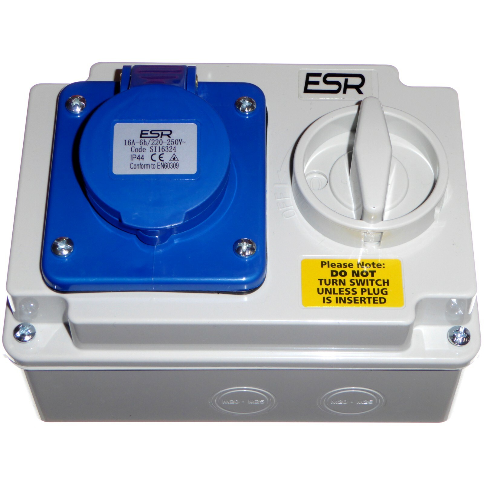 16 Amp 230v 3 Pin Interlock Socket Switched 2p E Single Phase Blue for ...