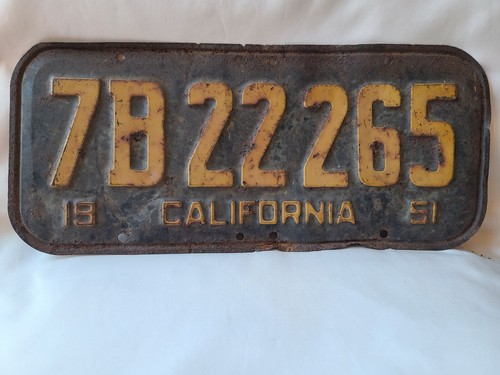 Vintage 1951 California Heavy Long License Plate 12224 | eBay