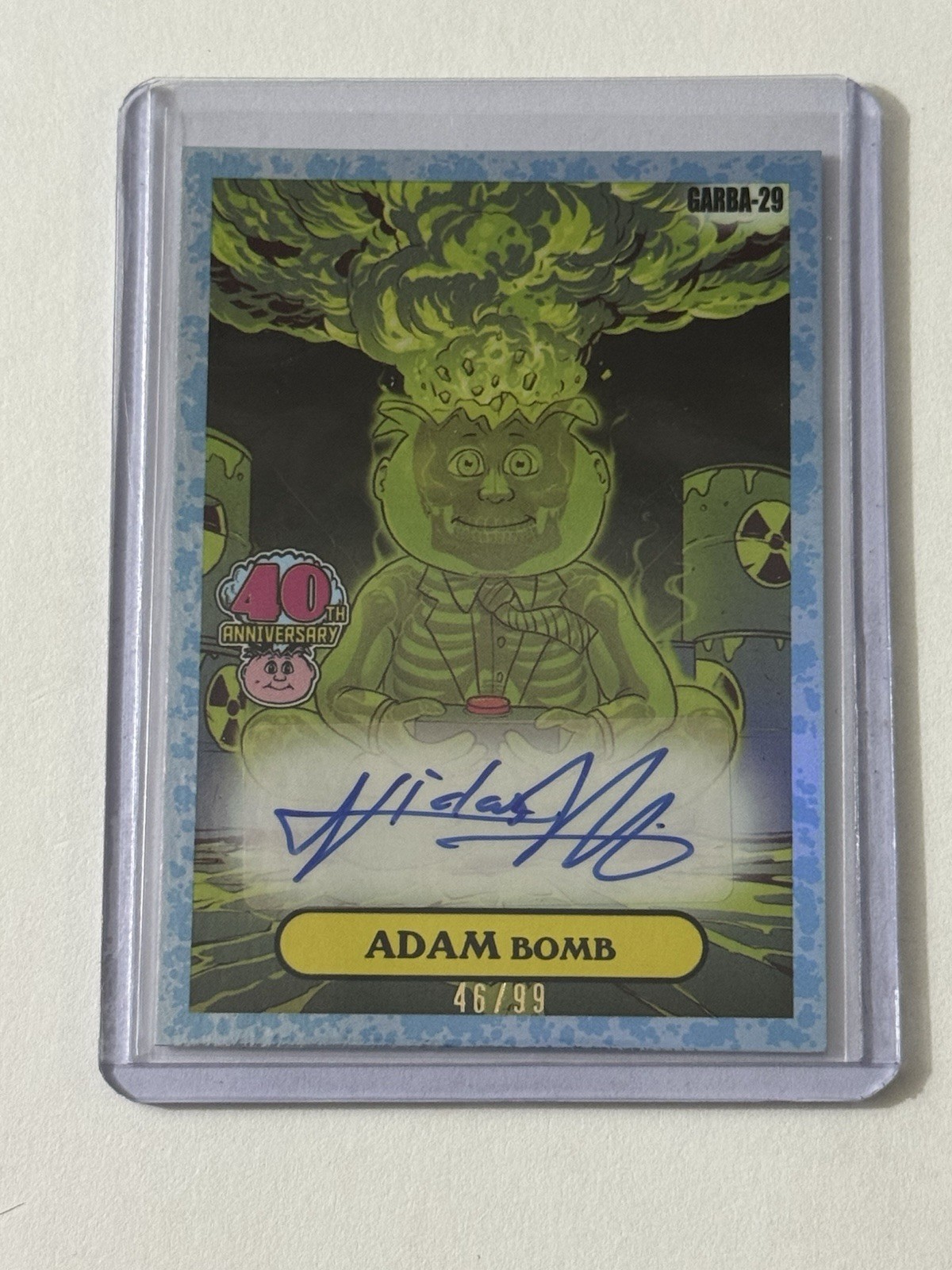 NICLAS MORTENSEN ADAM BOMB AUTOGRAPH BLUE #46/99 GARBAGE PAIL KIDS 40TH ...