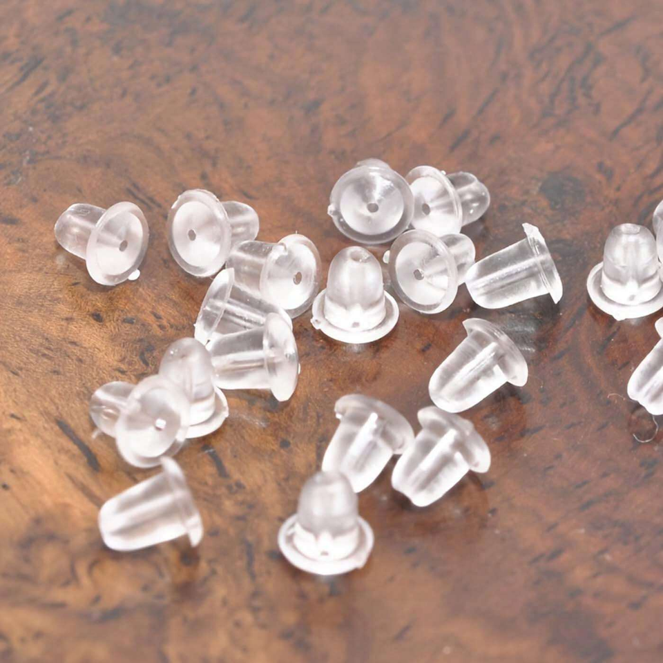 200p Women's Earring Back Stud 5mm Clear Earring Stopper Safety Rubber ...