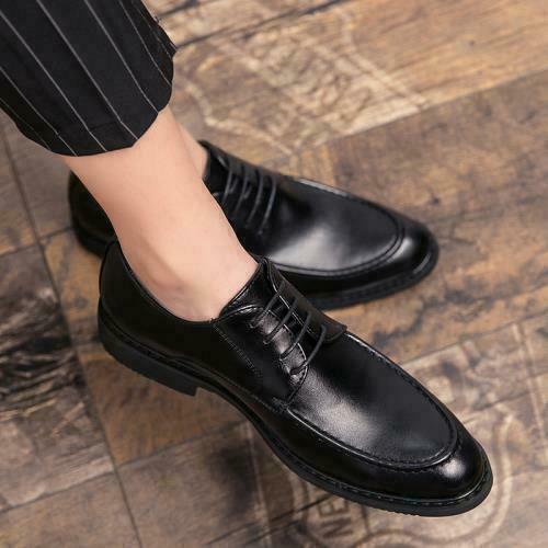 Mens Round Toe Oxfords Lace up Party Club Faux Leather Business Casual ...
