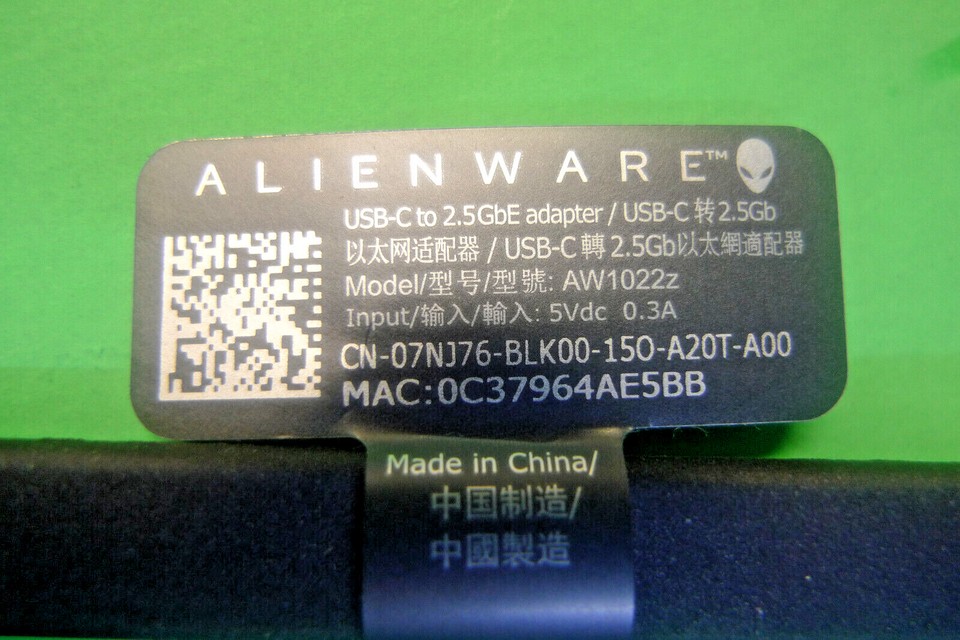 New Genuine Alienware USB-C to 2.5 Gbe Adapter AW1022z Dell 7NJ76 | eBay