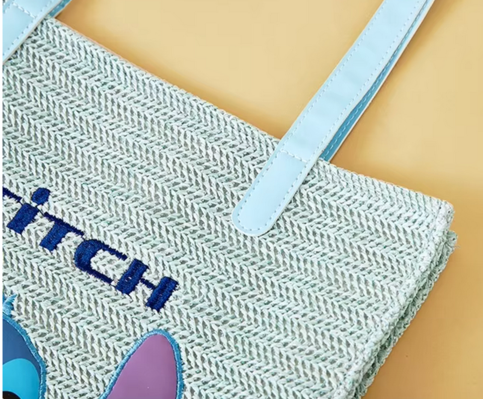 Disney Stitch Woven Straw Tote Bag Lilo & Stitch Braided Raffia ...