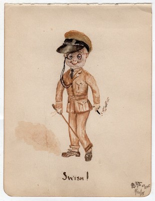 WWI RAF Pilot Gentleman Humor Cartoon Antique Signed Watercolor ...