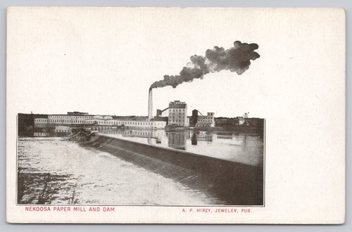 Scenic View of Nekoosa Paper Mill and Dam, Nekoosa, Wisconsin Unposted ...