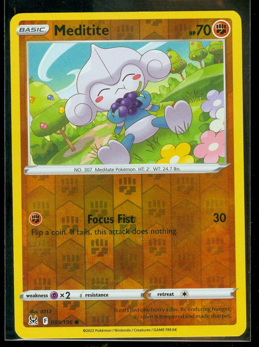 Pokemon MEDITITE 099/196 - Lost Origin - Rev Holo - - MINT | eBay