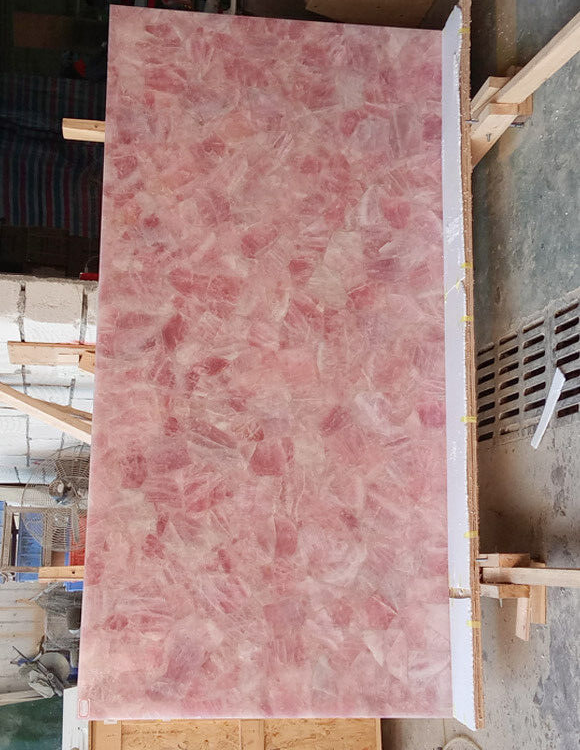 60"x30" Luxurious Pink Quartz Center Dining & Restaurant Farmhouse ...