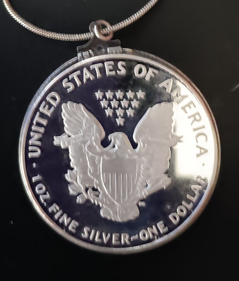 Silver Plated Coin Necklace w/20" 925 Sterling Solid Silver | eBay