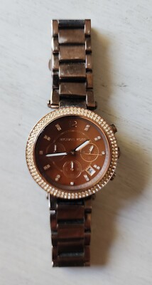 MICHAEL KORS PARKER BROWN S/S CRYSTAL CHRONO BRACELET WATCH-MK5578 | eBay