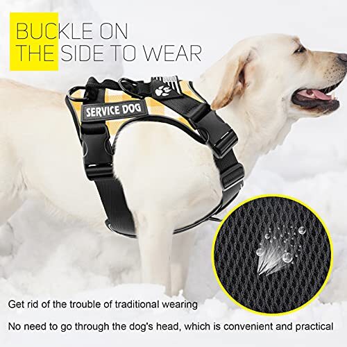 Service Dog Harness, Reflective Dog Vest Medium (Pack of 1) Yellow Grid ...