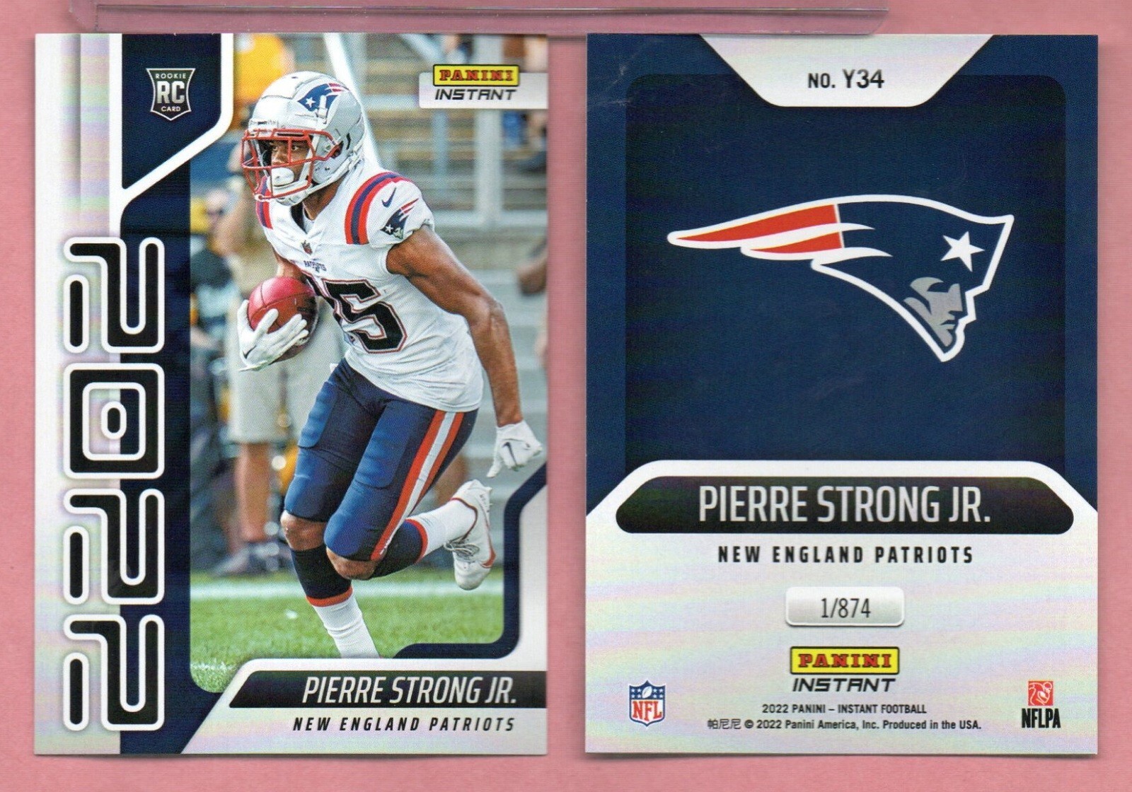 Pierre Strong Jr. 2022 Panini Instant Year One Rookie RC #34 Patriots ...