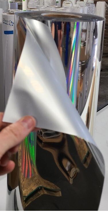 Silver Gloss Metallic Chrome Metallized Printable Self-Adhesive Mirror ...