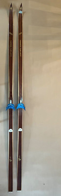 VINTAGE TOPPEN TUR-LETT 220cm WOODEN CROSS COUNTRY SKIS WITH 3 PIN ...