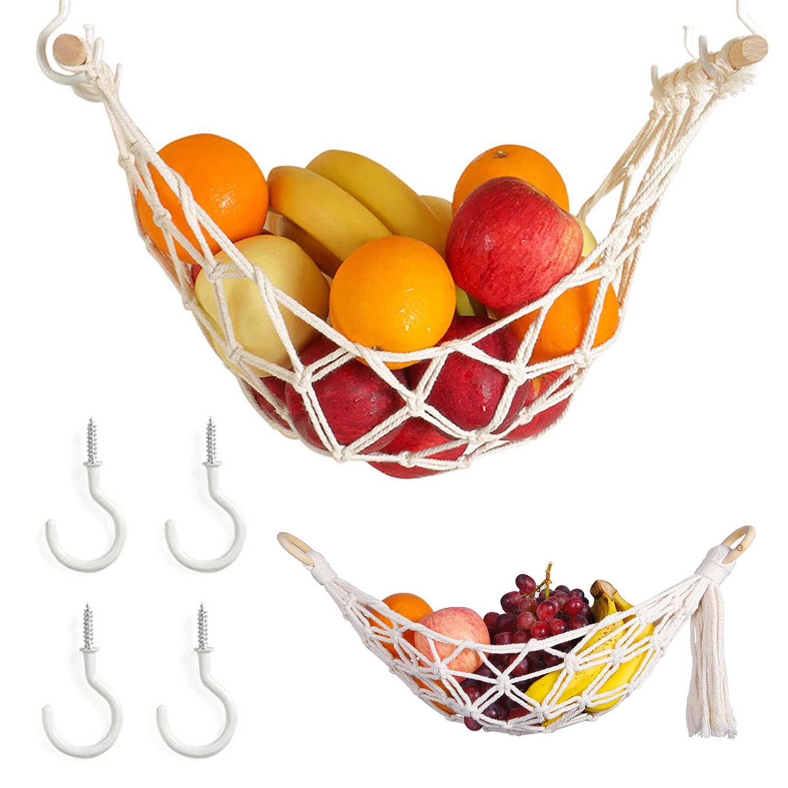 Fruit Hammock Net Shelf Storage Hanging Basket For Kitchen Saving ...