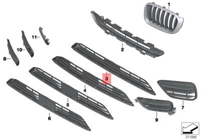 Genuine BMW X3 F25 Front Center Lower Open Grille OEM 51117338476 | eBay
