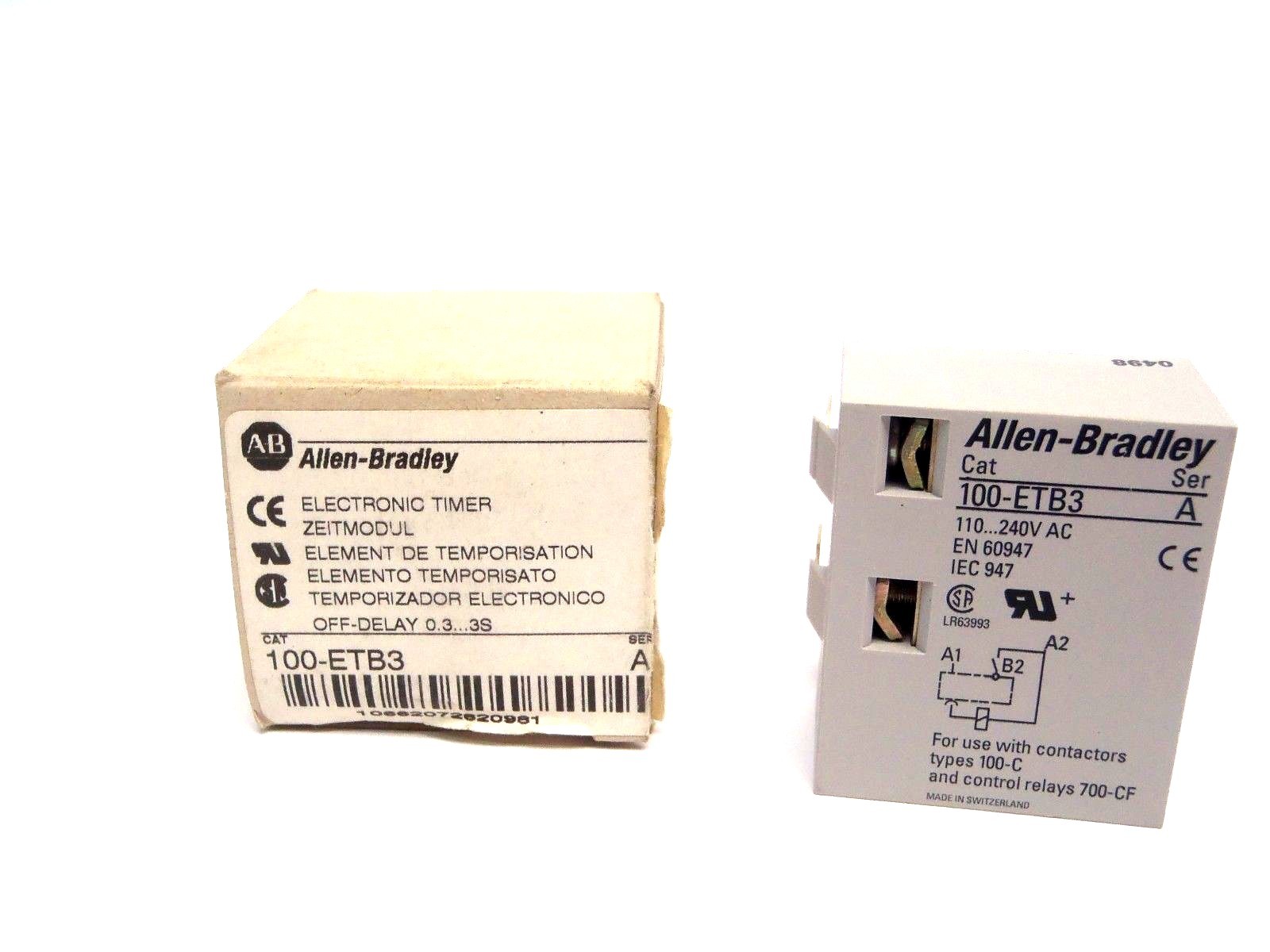 Allen Bradley 100-ETB3 Electric Timer Module Series A Off Delay 0.3-3 ...