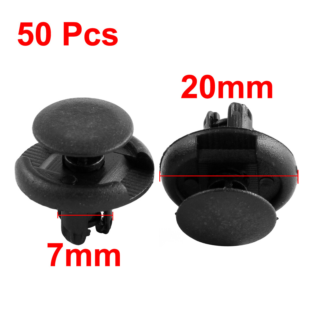 50 Pcs Black Plastic Splash Guard Fastener Rivet Clips 7mm x 10mm x ...