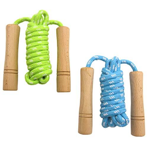 Cotton Jump Rope for Kids - Wooden Handle - Adjustable Cotton Sky Blue ...