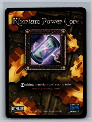 World of Warcraft TCG 2010 Khorium Power Core Crafting Materials Recipe ...