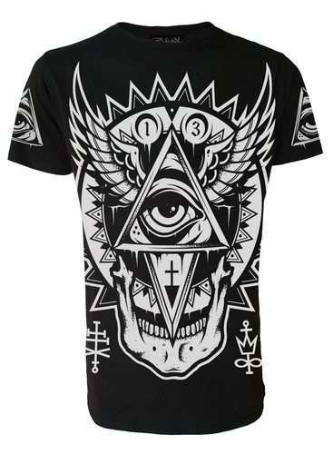 Horror Occult Halloween T-Shirt - All Seeing Eye - Men's Gothic Graphic ...