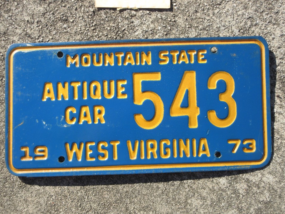 1973 West Virginia Antique Car License Plate WV WVA Chevy Ford ...
