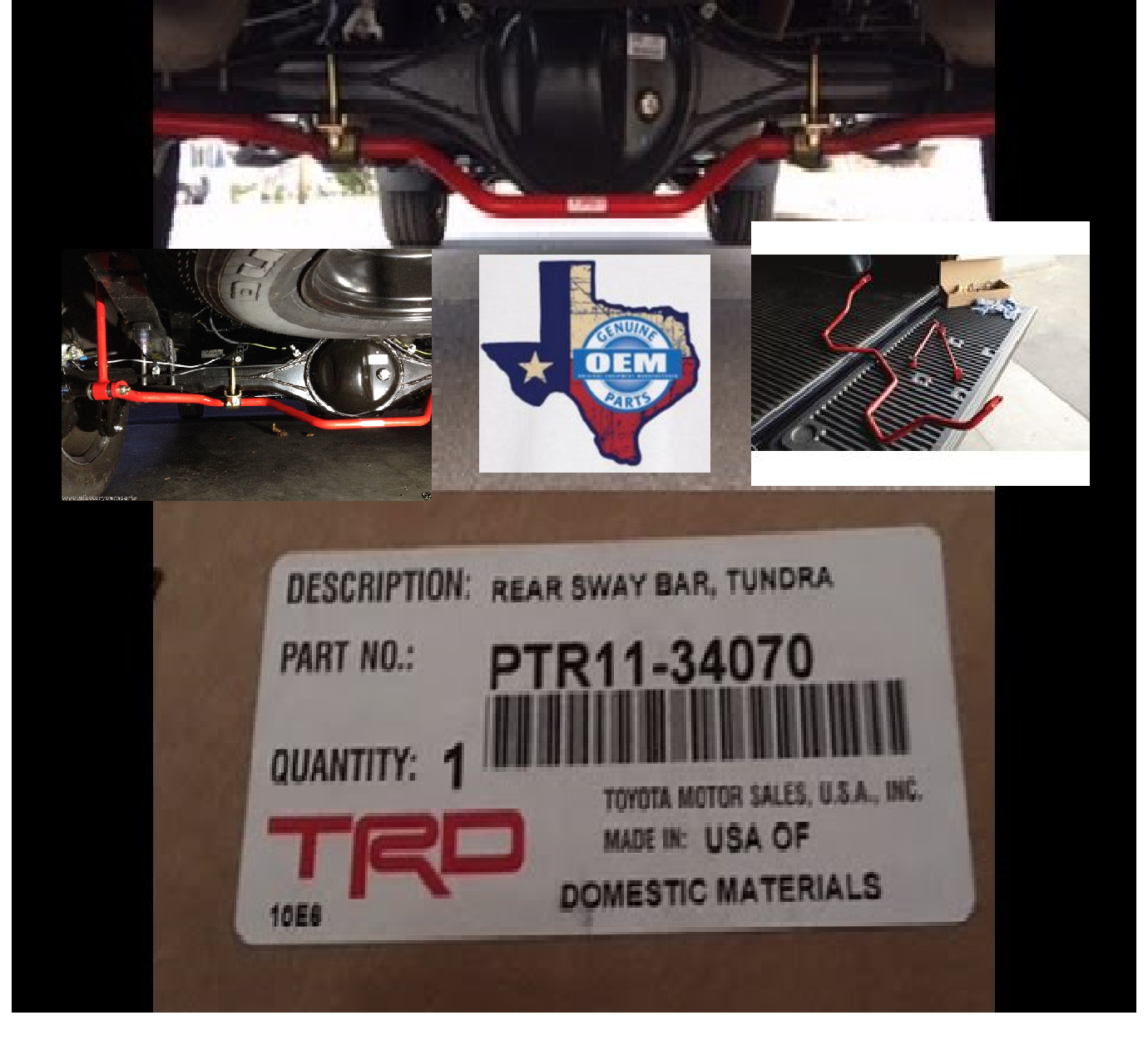 2007-2021 Toyota Tundra TRD Rear Sway Bar Powder Coated PTR11-34070 OEM ...