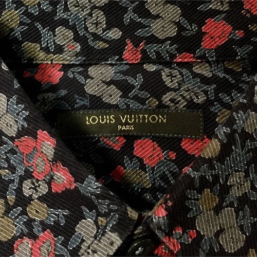 Authentic LOUIS VUITTON Flower Pattern Shirt Long Sleeve Logo Button ...