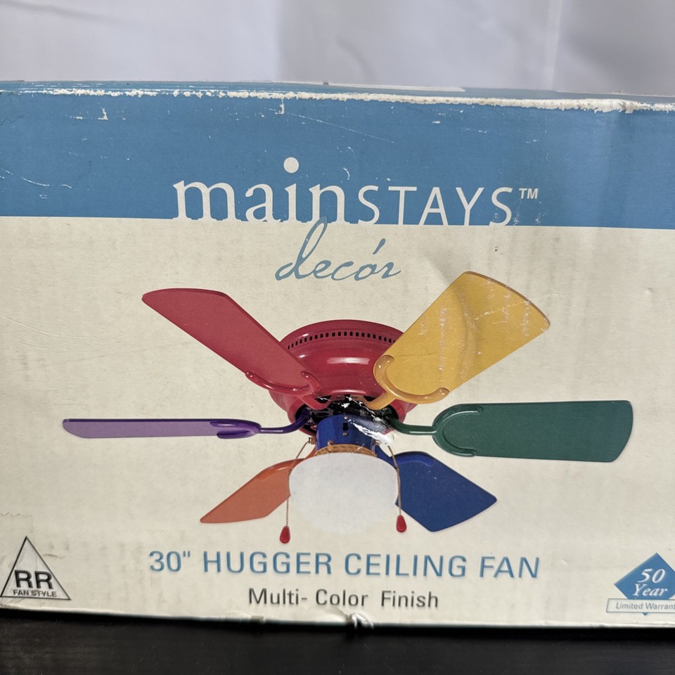Retro Mainstays 30” Hugger Ceiling Fan Multi-Color Rainbow | eBay