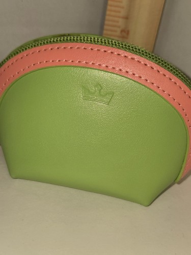 Baekgaard Leather Zip Coin Purse Bag Clamshell Case- Pink & Green Apple ...