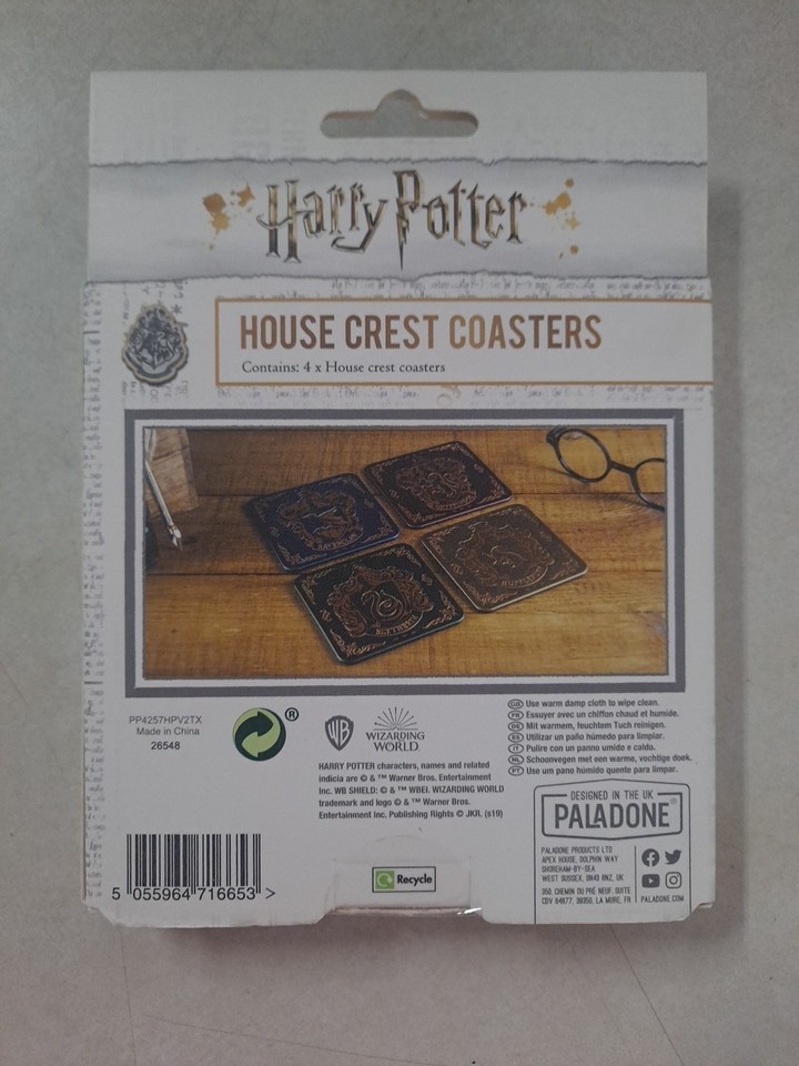 Harry Potter House Crest Coasters NEW Paladone Wizarding World 4 ...