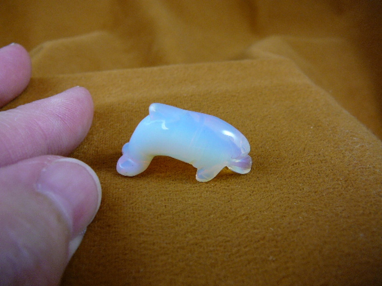 (Y-DOL-512) little white opalite Dolphin gemstone 1" FIGURINE gem ...