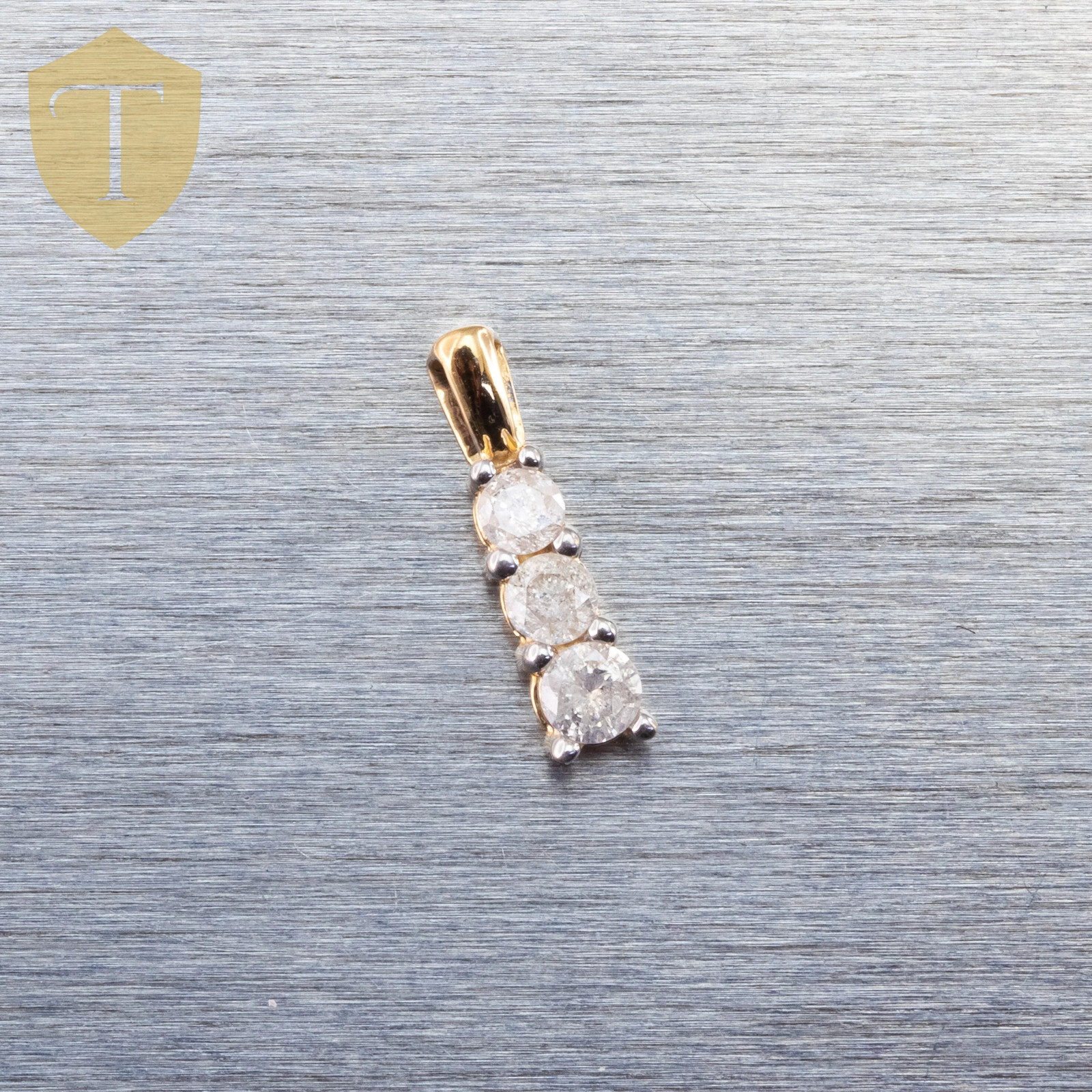 10K Yellow Gold Multi Diamond Modern Ladies Pendant -… - Gem