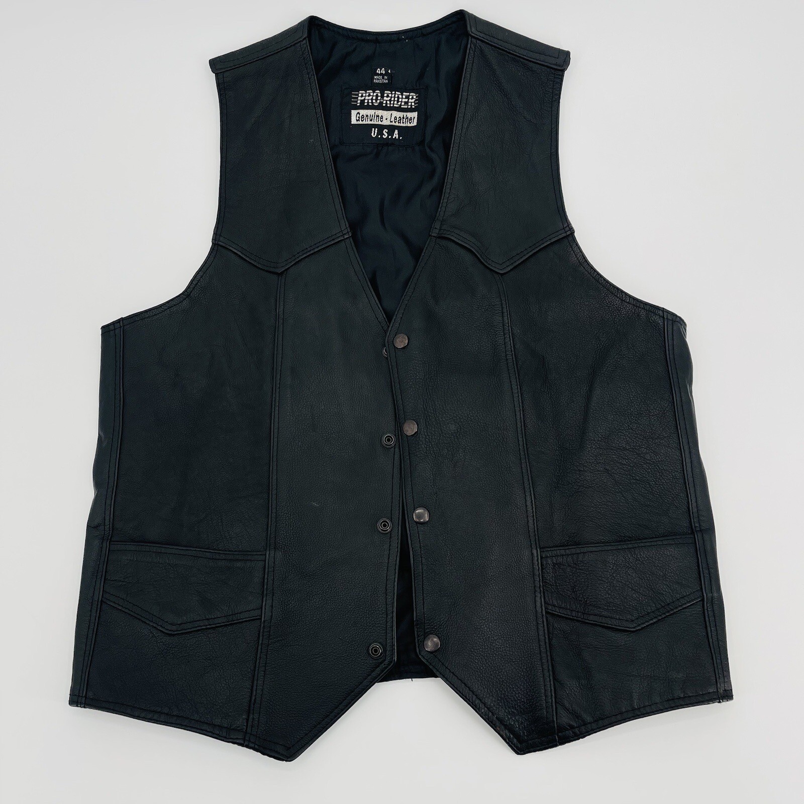 Pro Rider Harley Davidson Leather Vest Mens Size 44 E… - Gem