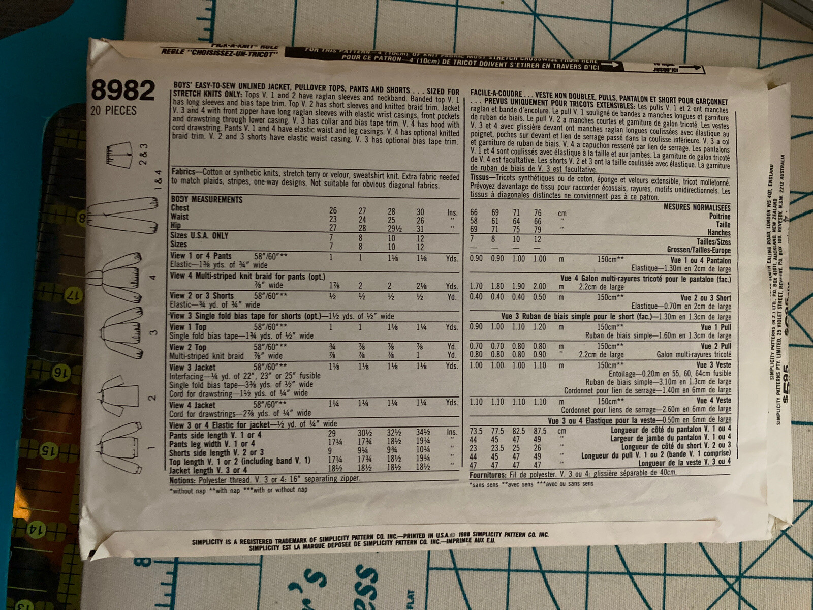 Simplicity Pattern 8982 - Boys Size 8 - 12 | eBay