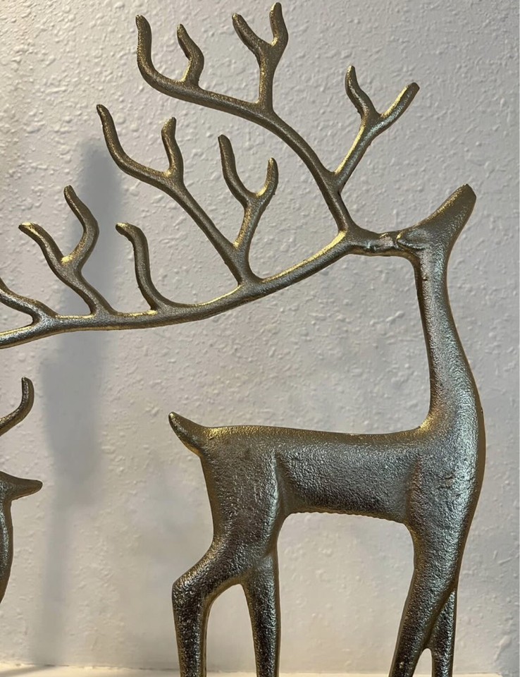 Set Of 2 Sculpted Gold Metal Reindeer Aldi (Pottery Barn dupe) Broyhill ...