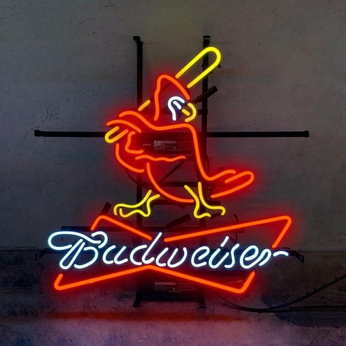 St. Louis Cardinals Beer Logo Neon Lamp Light Sign 19x15 Bar Real Glass ...