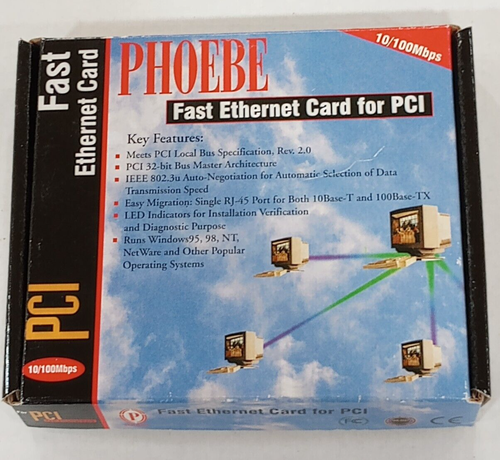 Phoebe Fast Ethernet Card for PCI with 10/100 Mbps and 32 bit bus spec ...