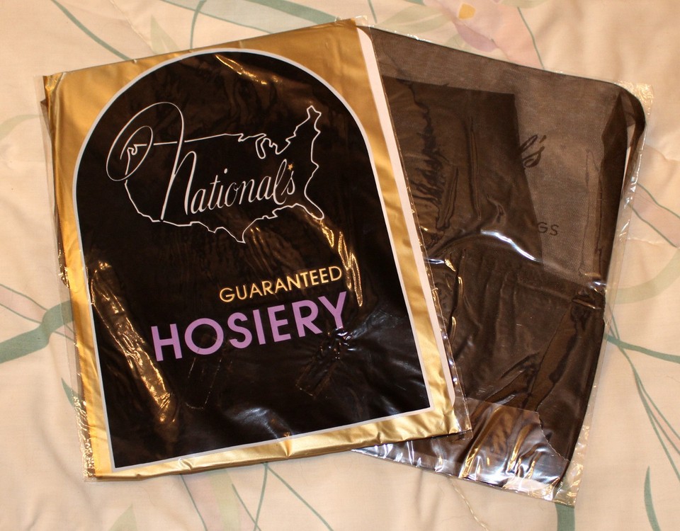 National's Vintage Flat Plain Knit Nylon RHT Stockings Style 400 Size ...