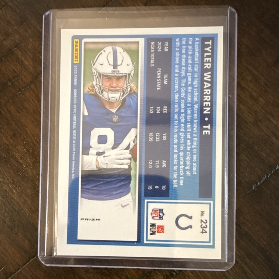 Blue Panini 2023 Donruss Optic Tyler Warren Rated Rookie Prizm #234 ...