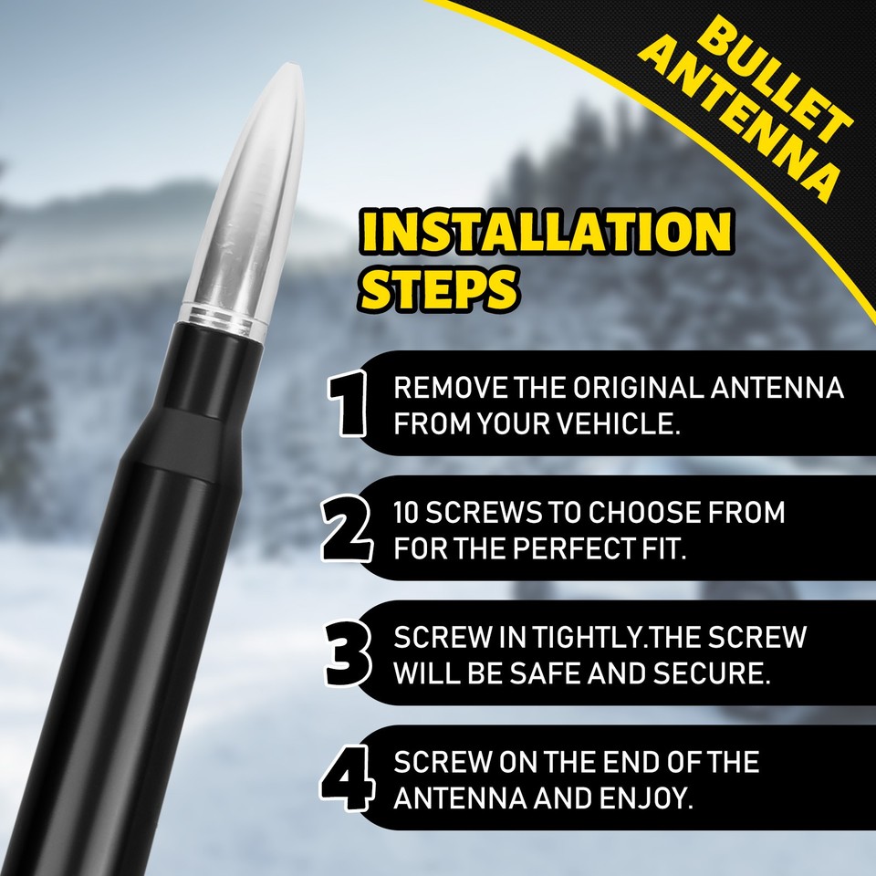 5.3 Inch Bullet Antenna 50 Cal Replacement Screw Kit Radio FM/AM For ...