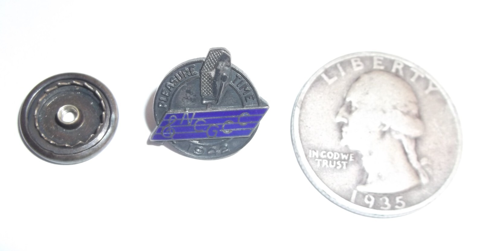 1942 NBC RADIO Pleasure Time PIN 925 STERLING SILVER Microphone Enamel ...