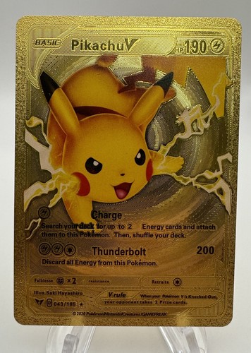 Pikachu V Gold Foil Pokemon Fan Art Card | eBay